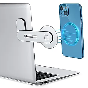 TechMatte Magnetic Phone Holder for Laptop Compatible with iPhone 14 13 12 Pro Max iPhone 14 Plus, Computer Monitor Expansion Bracket, Adjustable Magsafe Laptop Mount