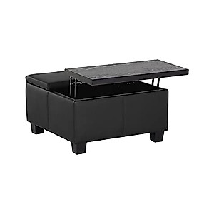 Aldo Lift Top Storage Ottoman Black - Black Wood