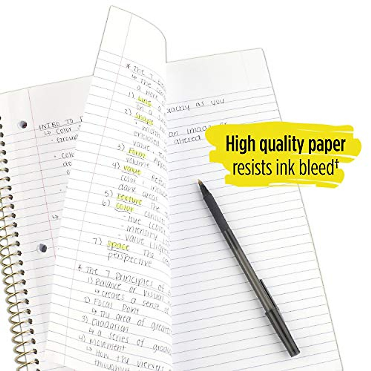 Five Star Spiral Notebooks, 1 Subject, College Ruled, 11" x 8-1/2", Cute Designs Bright Colors, 3 Pack (51180)