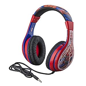 Spider Man Kids Headphones, Adjustable Headband, Stereo Sound, 3.5Mm Jack, Wired Headphones for Kids, Tangle-Free, Volume Control, Foldable, Childrens Headphones Over Ear for School Home, Travel