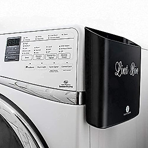 A.J.A. & MORE Lint Holder Bin and Dryer Sheet Dispenser Magnetic for Laundry Room Organization (Matte Black)