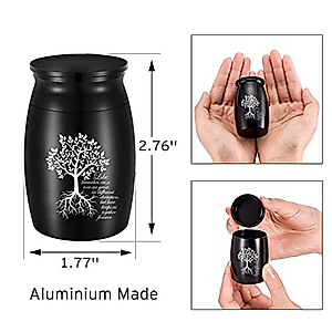 Small Urn for Ashes 3 Inches Mini Tree of Life Aluminum Urn for Human Ashes Cremation Funeral Ash Holder - Like Branches on a Tree we Grow in Different Direction，but Love Keeps us Together Forever