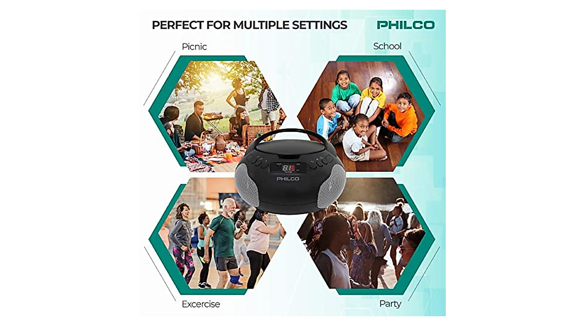 Philco Portable CD Player Boombox - Compact & Versatile