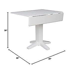 International Concepts 36" Square Dual Drop Leaf Dining Table, White