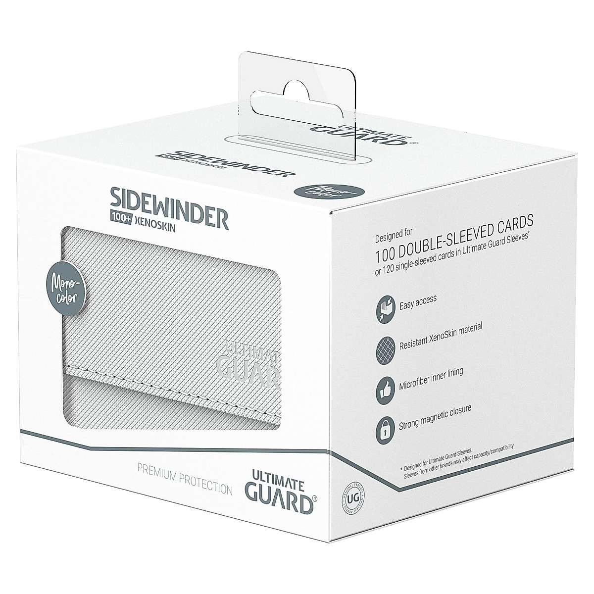 Ultimate Guard Sidewinder 100+, Deck Box for 100 Double-Sleeved TCG Cards, White, Magnetic Closure & Microfiber Inner Lining for Secure Storage