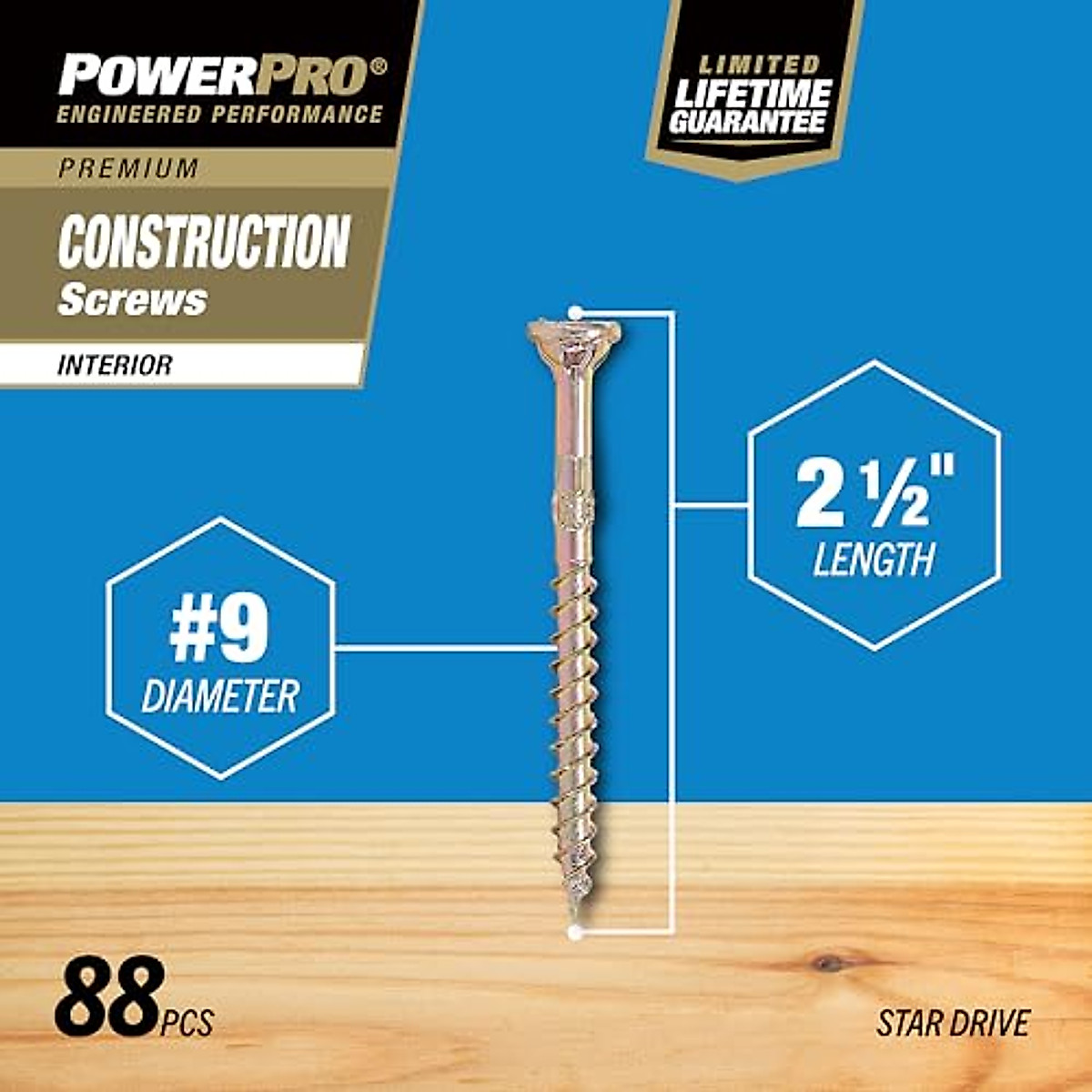 Power Pro Premium Interior Construction Screws (#9 x 2-1/2") - 1lb Box