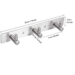 Sagmoc Key Holder Wall Mounted Coat&Towel Hook Rack Brushed Nickel 7.9-Inch with 3 Key Hooks for Entryway,Door, Bathroom, Kitchen Foyer, Hallway(304 Stainless Steel,Silver)