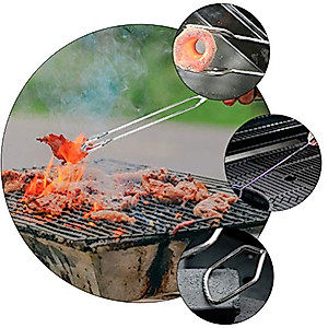 FRCOLOR 2pcs Firewood Tongs Fireplace Log Tong Log Outdoor Barbecue Long Log Tweezer Wrought Iron Log Claw Large Grabber for Wood Stove Outdoor Campfire Black