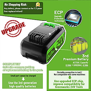 CaliHutt 【Upgrade!!】 2Pack 24V 6.0Ah Replacement Battery for Greenworks 24V/48V Max 29842 29852 29322 Lithium lon Battery 20352 22232 2508302 Cordless Tools