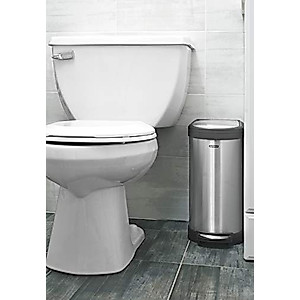 Superio Stainless Steel Garbage Pail-Narrow Small Trash Can with Lid for Bedroom, Bathroom and Office (2.6 Gallon)