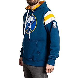 Calhoun NHL Surf & Skate Mens Varsity Retro Style Pullover Hoodie – The Coastal Collection (Medium, Buffalo Sabres)