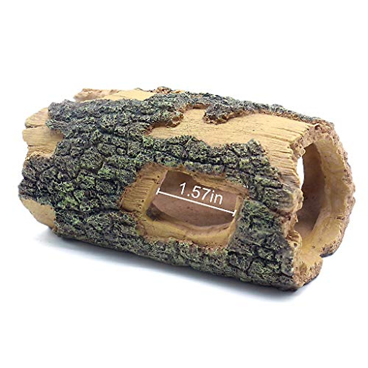 Aihotim Log Resin Hollow Tree Trunk Ornament, Fish Tank Decoration Wood House Aquarium Hideout Caves Decorations for Betta, Turtles, Small Lizards, Reptiles, Amphibians up to 20 Gallon Tank