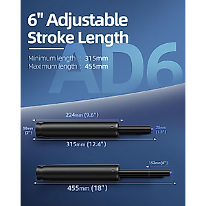 MASTERY MART Office Chair Gas Lift Cylinder Replacement, 6'' Travel Length, Hydraulic Pneumatic Shock Piston, Heavy Duty 450 LBs/204 KGs, Universal Size Fits Most Office Chair, Class 4 (Matte Black)