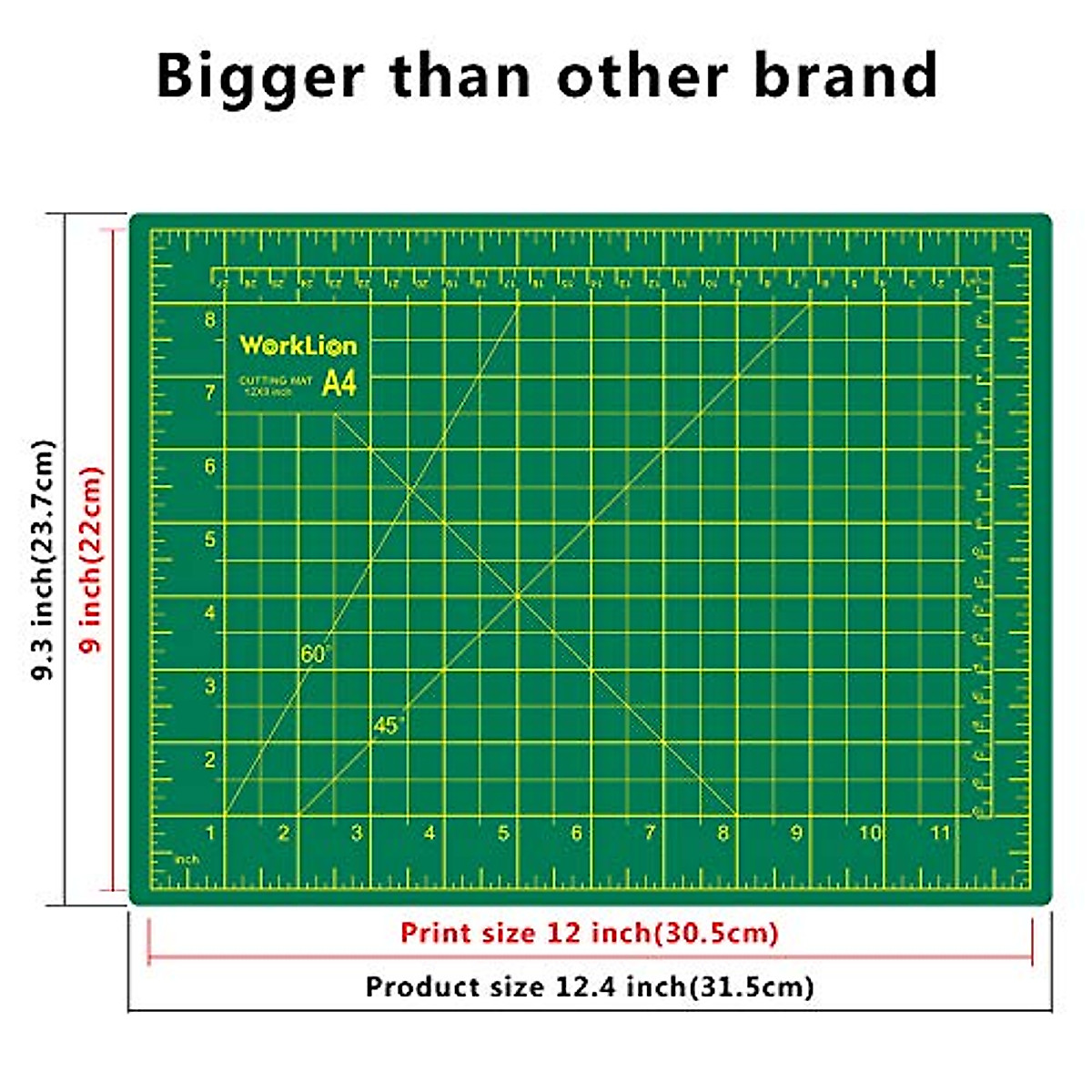 WORKLION Full 9" x 12" Art Self Healing PVC Cutting Mat, Double Sided, Gridded Rotary Cutting Board for Craft, Fabric, Quilting, Sewing, Scrapbooking Project…