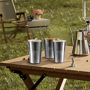 KISEER 5 Pack 8 Ounce Stainless Steel Pint Cups Shatterproof Cup Tumblers Unbreakable Metal Drinking Glasses for Bar, Home, Restaurant