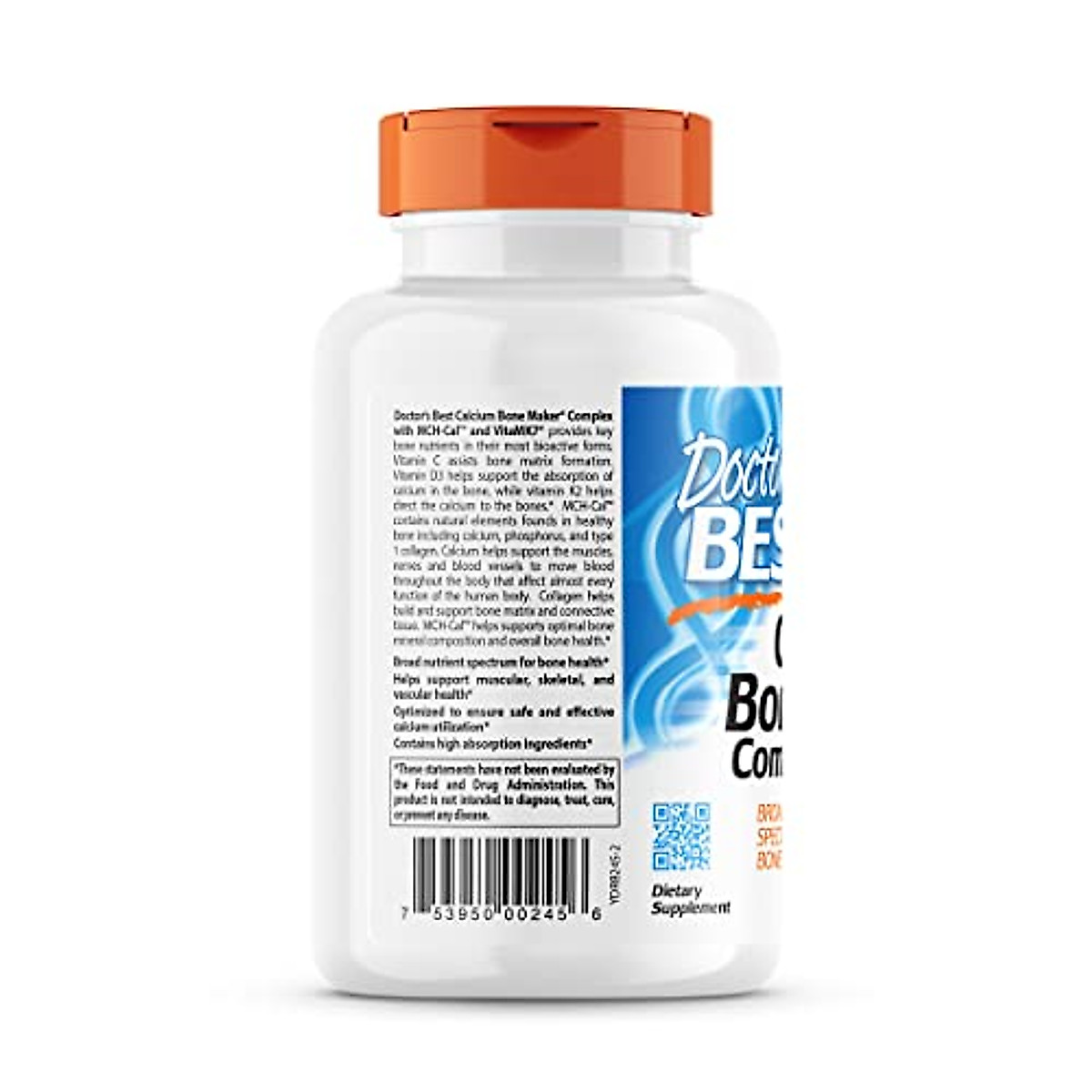 Doctor's Best Calcium Bone Maker Complex with MCHCal, Supports Bone Health, Muscular, Skeletal & Vascular Health, 180 Caps