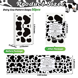 Dimsile 50 Pcs Cow Theme Soap Bar Dairy Cow Pattern Soap with Thank You Cards for Guests Glycerine Handmade Bath Soaps Animals Soap Favors Girl Boy Birthday Baby Shower Favors Bulk for Guest