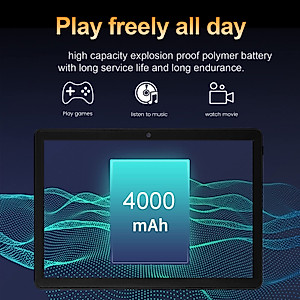 ufehgfjh Upgraded 2+16g 10.1 Inch Android 10.0 System Tablet Pc HD Screen WiFi Bluetooth Voice Call Game Video Learning Tablet Dual Sim Dual Standby Full Netcom 4000mah Battery (Black)