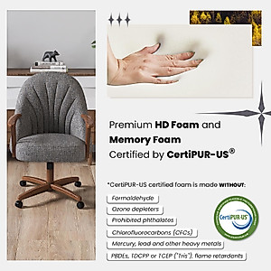 Chromcraft Set of 4 Caster Swivel Tilt Dining Chairs, Luxe Casual Wooden Arm All-Metal Pedestal Base Chairs with Rolling Wheels for Kitchen(Fonzo Marble-Chestnut Oak)