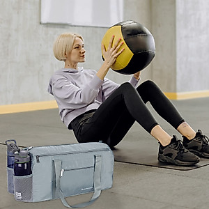 Gym Bag for Men and Women, Small Sports Carry On Duffel Gym Bags with Wet and Shoe Compartment, Dark Gray