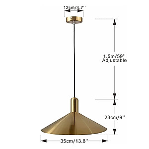 H XD GLOBAL Industrial Style Pendant Lighting, Classic Iron Hanging Pendant Light, Dining Room Hanging Lamp, Bedroom Bedside Bar Hanging Lighting, Living Room Pendant Lamp (Gold)
