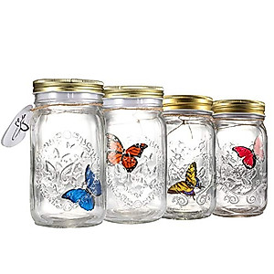 Butterfly in a Jar, Glass Animated Butterfly In A Jar With LED Light Gift Decoration (Blue)