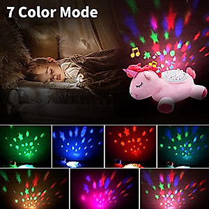 Ynanimery Baby Sleep Soothers | White Noise Machine Baby,Unicorn Plush Toys Night Light - Crib Toys for Baby Toddlers with Soothing Night Light Display & Lullabies (A)