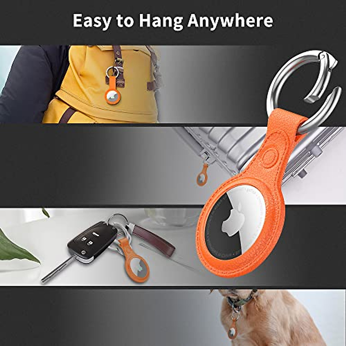 TPU Protective Cover for Apple AirTag Phone Finder Case Tracker with Keychain Ring, 2021 Bluetooth AirTag Anti Lost Case Holder Pendant for Pets,Keys,Backpacks,Luggage Bags (Orange)
