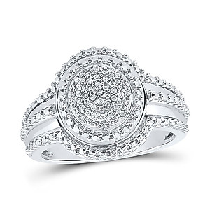 The Diamond Deal 10kt White Gold Womens Round Diamond Cluster Fashion Ring 1/8 Cttw