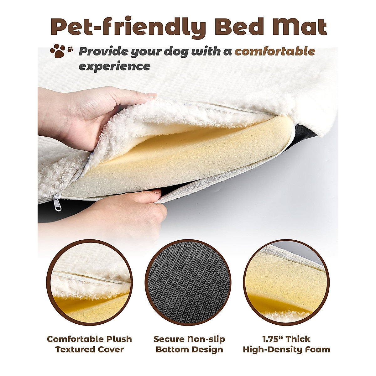 Upolana Large Dog Crate Furniture, 38 inch Dog Crates with Bed Pad, Wooden Dog Kennel Furniture, End Table Dog Cage with 3 Doors, Greige S35812