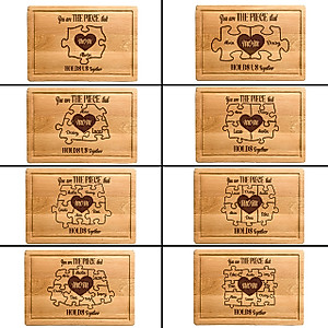 Personalized Mom You Are the Piece that Holds Us Together Puzzle Cutting Board, Custom Mom Cutting Board with Kids Names, Customized Mother's Day, Birthday Gifts for Mom, Grandma Gifts from Grandkids