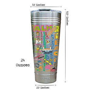 Catstudio Palm Beach Thermal Tumbler | Triple Wall Insulation With Non Slip Bottom | Great Travel Cup for Water, Coffee, Tea, or Smoothies