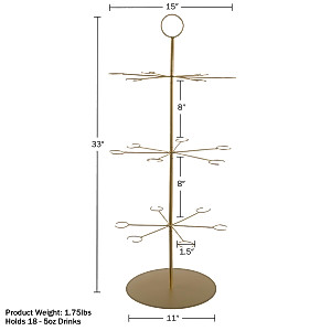 Lavish Home Cocktail Tree Stand - 3-Tier Champagne Tower Holds 18 Stemware Glasses - For Wedding, Shower, or Engagement Party Decorations (Gold)