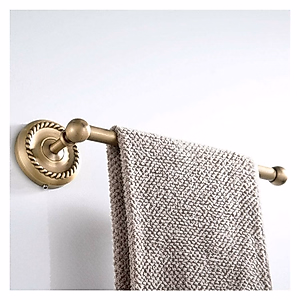 Towel Rack Single Towel Bar Retro Wall Mount Towel Rack Simple European Style Antique Brass Towel Rail for Bathroom Kitchen Home Decoration