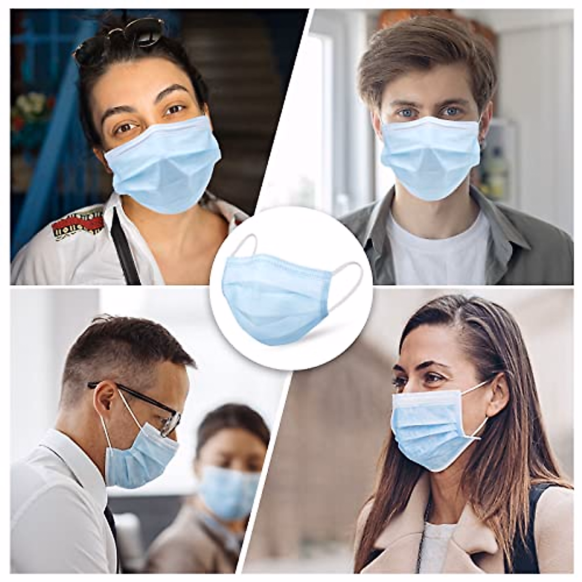CYCN Blue Disposable Face Masks 60 Pack, 3 Ply Non-woven Disposable Masks with Elastic Earloop, Face Mask Disposable for adults for Daily Use, School, Home