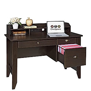 OneSpace Eleanor Executive Desk Wood Grain, Espresso