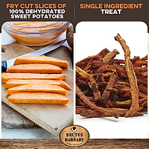 BRUTUS & BARNABY Sweet Potato Dog Treats- No Additive Dehydrated Sweet Potato Fries, Grain Free, Gluten Free and No Preservatives Added (14 oz)