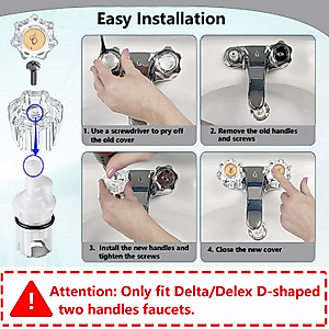 Bathroom Faucet Handles,Bathtub Shower Knob Replacement, Hot and Cold Faucet Replacement Handles Compatible with Delta/Delex Faucets (with Screwdriver)
