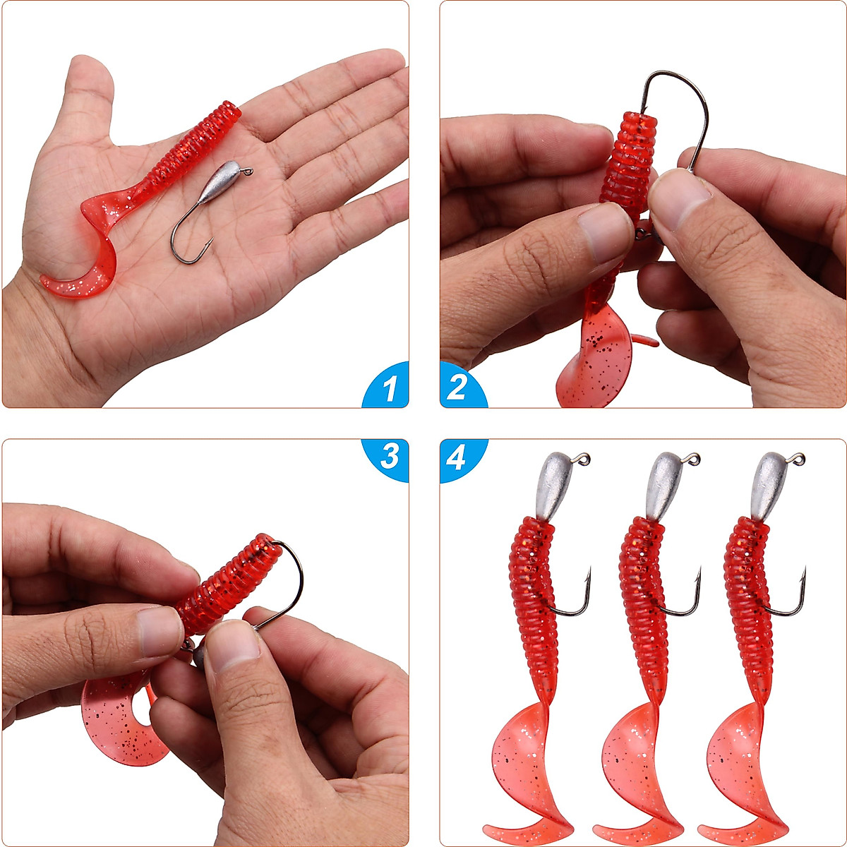 Tube Jig Heads Tube Bait Jig Hooks for Bass Fishing Unpainted Tube Bait Hooks Freshwater Saltwater Fishing Hooks Tube Jigs 1/8oz 1/4oz 3/8oz