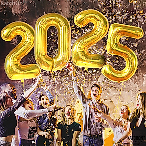 KatchOn, New Year 2025 Balloons Gold - Huge, 42 Inch | 2025 Gold Balloons for Happy New Years Decorations 2025 | New Year Balloons for New Years Eve Party Supplies 2025 | Graduation Decorations 2025