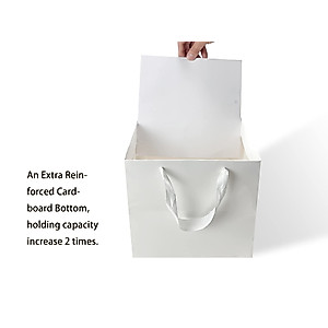 HUAPRINT Large White Paper Square Bags with Handles,12 Pack 12x12x12inch,Large Square Gift Bags,Shopping Merchandise Bags,Birthday,Goodie,Craft Retail,Candy,Cookie,Take Out Bags