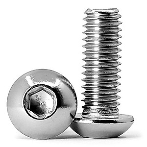 3/8-16 x 1" Button Head Socket Cap Bolts Screws, 304 Stainless Steel 18-8, Allen Hex Drive,Fully Machine Thread, Bright Finish, 15 PCS
