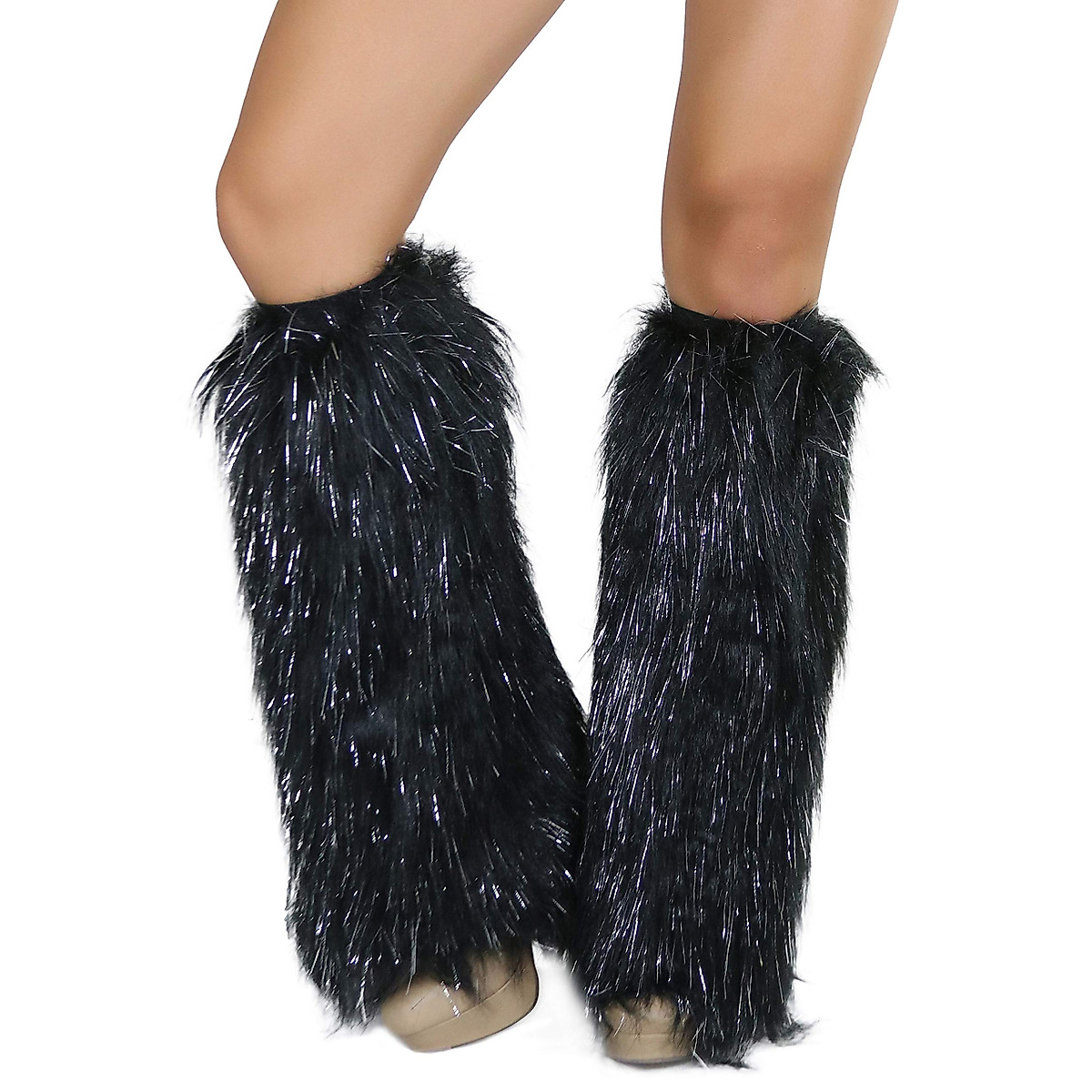 ToBeInStyle Women's Glitter Rave Leg Warmers - Black/Silver - OS