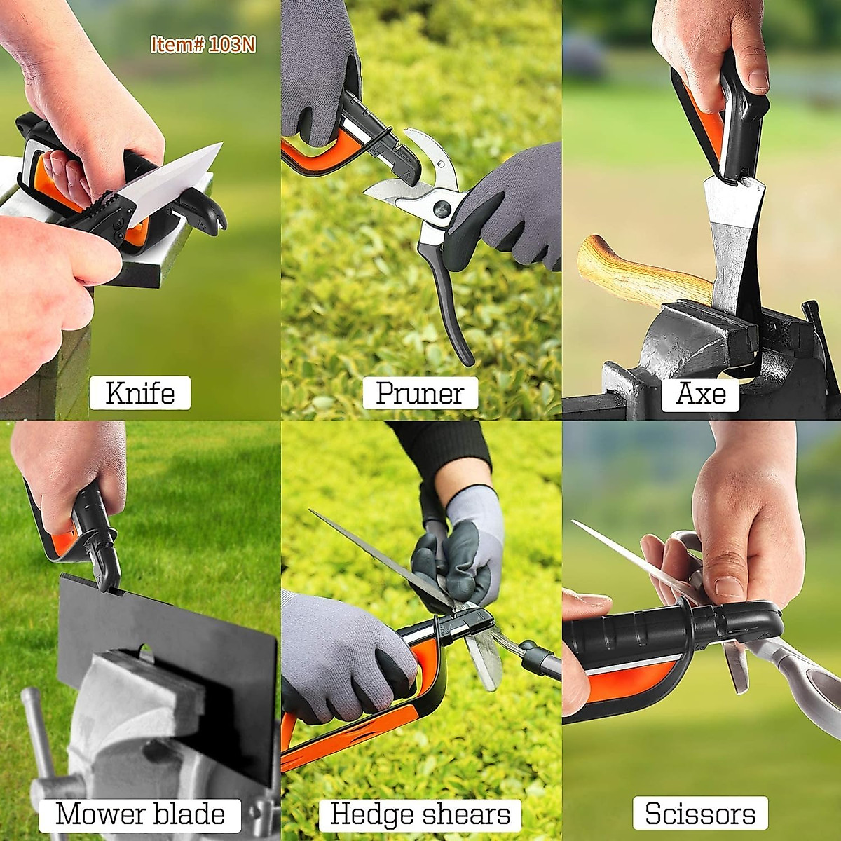 SHARPAL Pocket Knife Sharpener & Garden Tool Sharpener, Sharpening Straight and Serrated Knives, Lawn Mower Blade, Axe, Pruners, Shears, Scissors, Combo Gift Pack w/Greeting Card