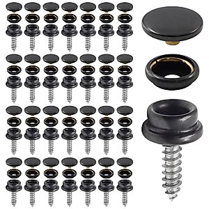 Moicstiy 90Pcs 5/8 Inch Stainless Steel Screws Snaps, Canvas Fastener Screw Snaps Kit 3/8 Inch Socket Marine Grade Boat Canvas Snaps for DIY Cover Furniture (30 Set, Black)