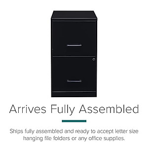 Lorell 14341 18 Deep 2-Drawer File Cabinet, Black