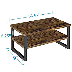 Ekisemio 2-Tier Monitor Stand Riser, Wood Desk Organizer Stand for Laptop, Computer, iMac, Pc, Printer, Black