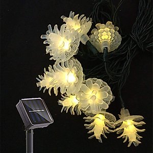 SNOMYRS Solar String Lights Outdoor 30 Led 21 Ft Solar Powered Pinecone String Lights, Waterproof Solar Christmas Lights with 8 Lighting Modes for Garden Yard Home Porch Party Decor (Warm White)