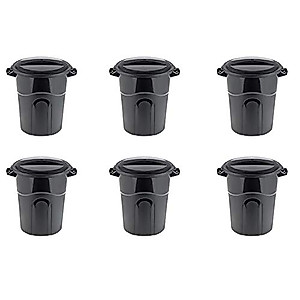 United Solutions TI0065 32 Gallon Outdoor Waste Garbage Bin, 6 Pack, Easy to Carry Pass-Through Handles & Attachable Click Lock Lid, Black, 6-Pack