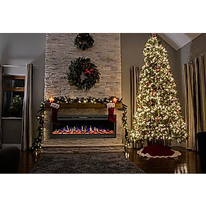 Electric Fireplace - 72 Inch LED Wall or Recessed Fireplace Heater with Front Vent,10 Ember Colors, Touchscreen, and Remote by Northwest (Black)